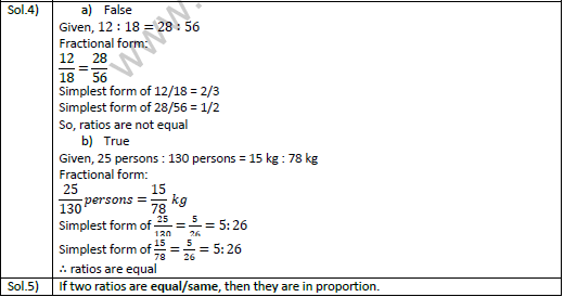 NCERT Class 6 Mathematics Chapter 8 Ratio and Proportion Exemplar Solutions